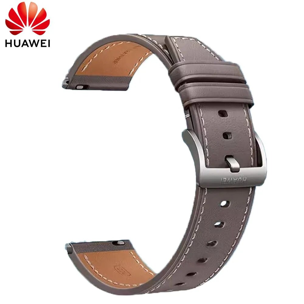 Ремешок HUAWEI EasyFit из модной серии из натуральной кожи с плоским хвостом, серый ремешок из телячьей кожи цвета слона (22 мм)