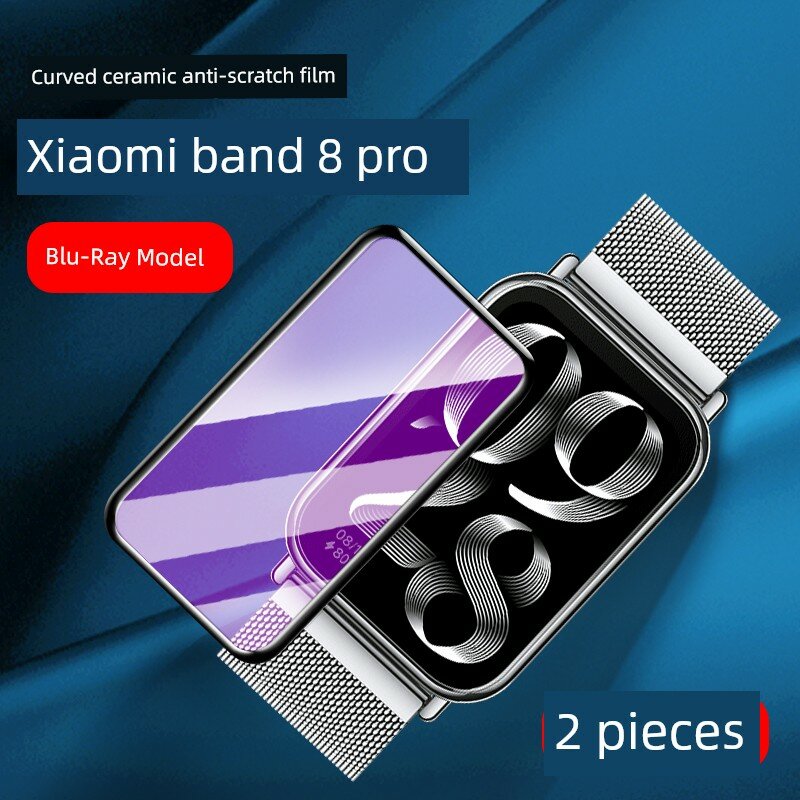 2-шт. Изогнутый керамический защитный экран для Xiaomi Band 8 Pro с синим светом, полное покрытие