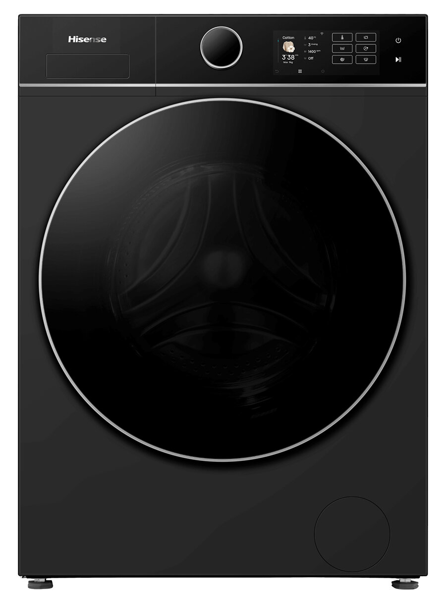 Стиральная машина Hisense WF5I9043BBFS, 9 кг, 22 программы, 1400 об/мин, инверторный мотор, защита от протечек, управление по WI-Fi, черный
