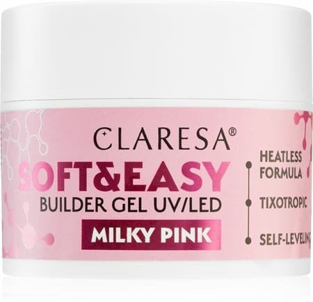 Claresa Гель-основа для ногтей Soft&Easy Builder Gel, оттенок Milky Pink, 45 г