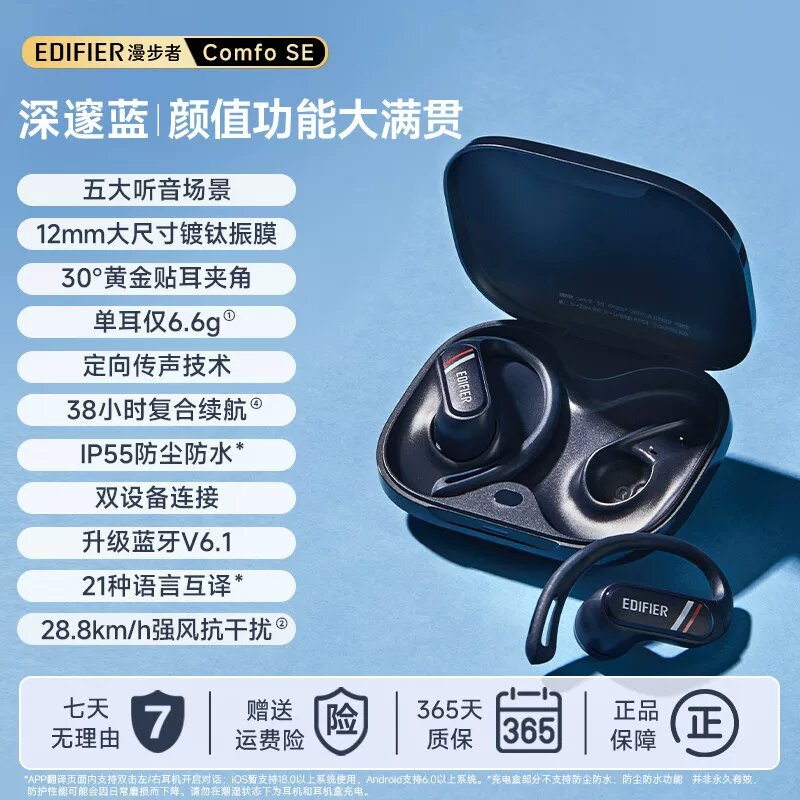 Новые наушники Open-Ear Bluetooth беспроводные базовый комплект в темно-синем
