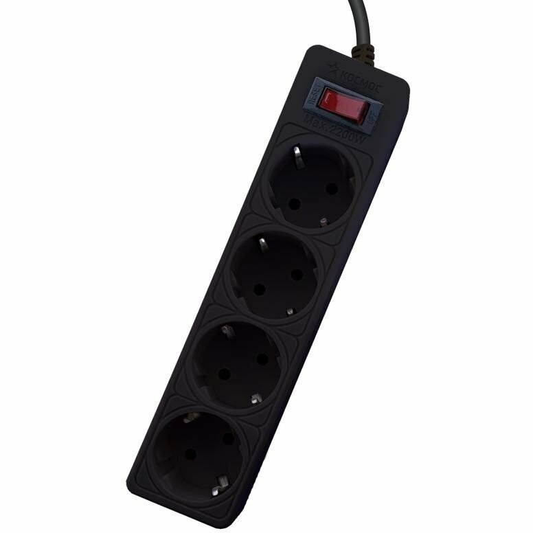 Удлинитель сетевой Космос 4 розетки, 1,5м, FKSM1.5M-4G B