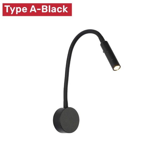 Настенный светильник для чтения черный, Type A-Black, 1W, 3000K