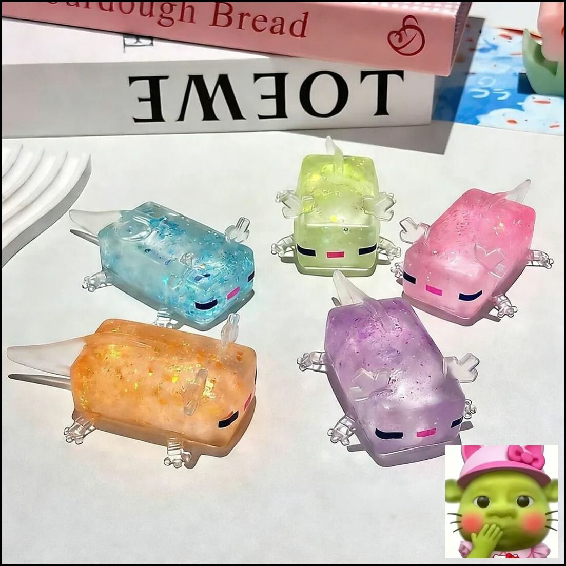 Антистресс-игрушка Клей-клай ахолотль , Minecraft 5 шт