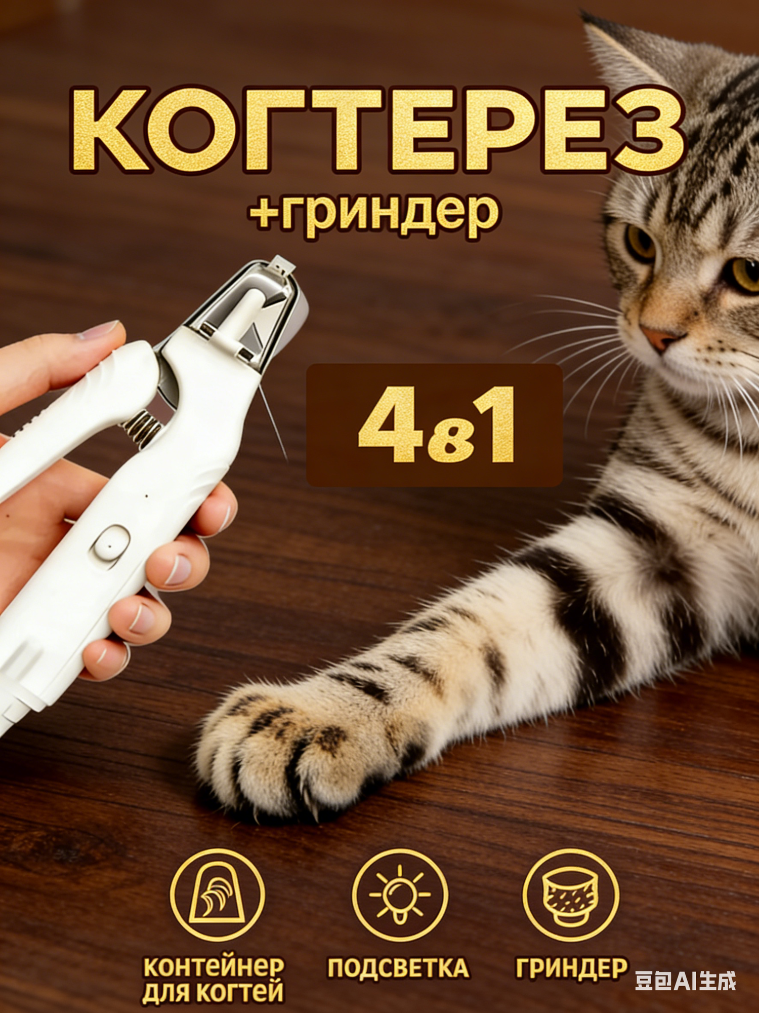 Когтерезка для кошек с ограничителем безопасная с подсветкой