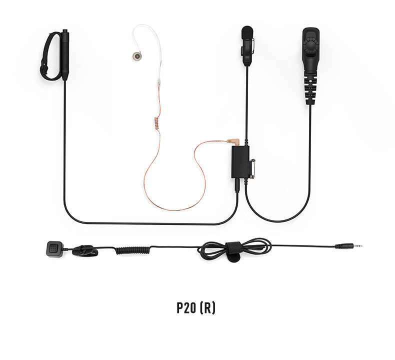 Гарнитура скрытого ношения EARMOR P20 с PTT для рации Kenwood Baofeng, IPX4, чёрная