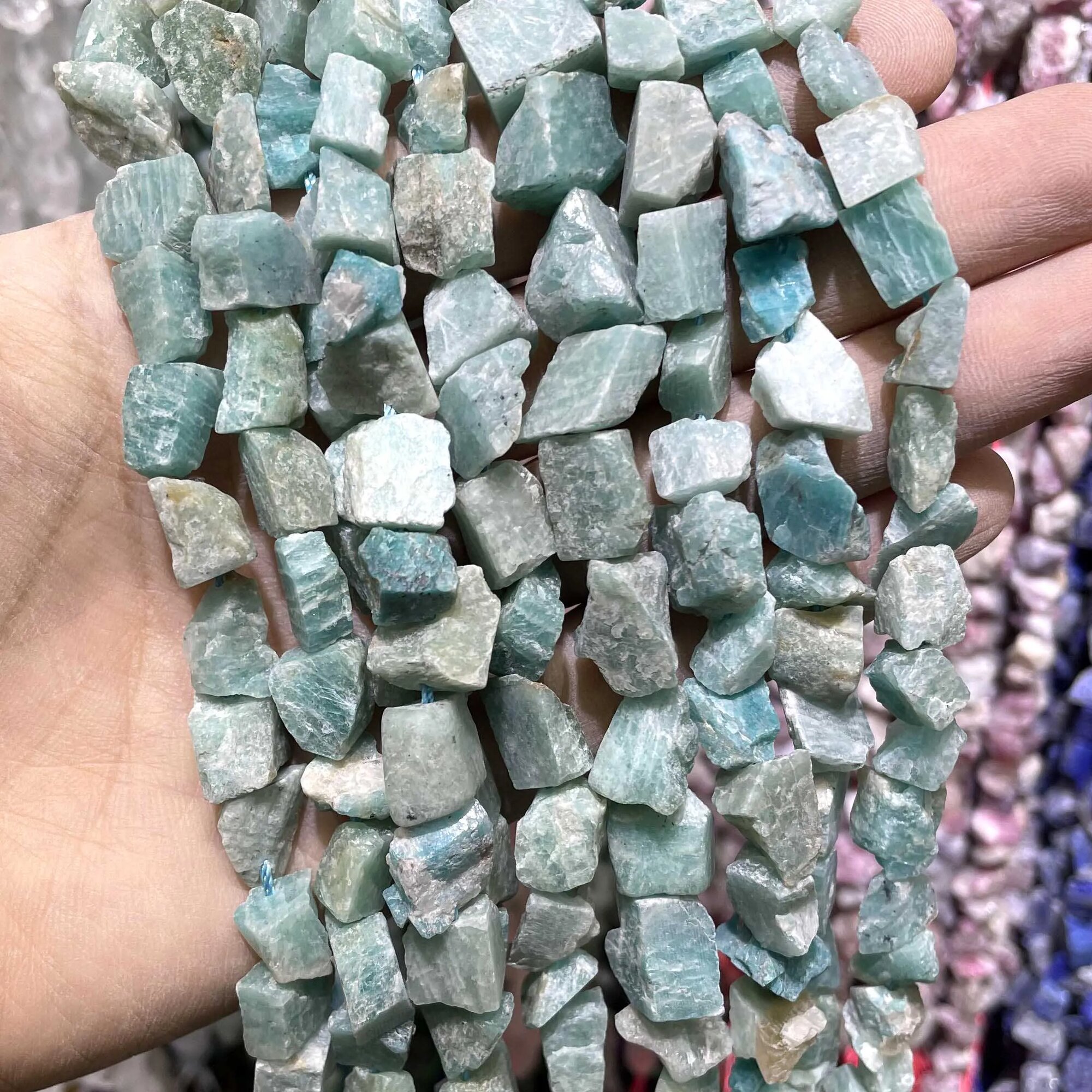 Бусины амазонит натуральный камень 7-11 мм, Color: Amazon