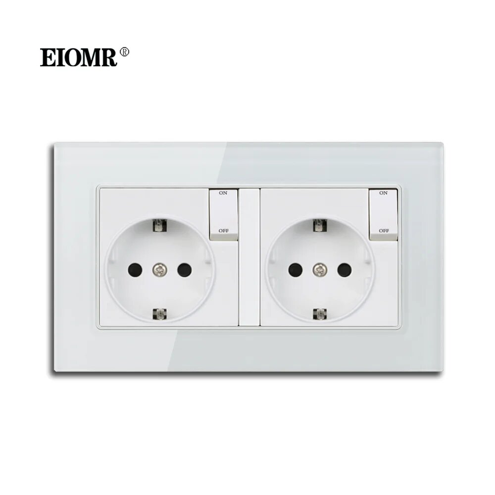 Розетка двойная с выключателем EIOMR, PC Panel a2, 16А