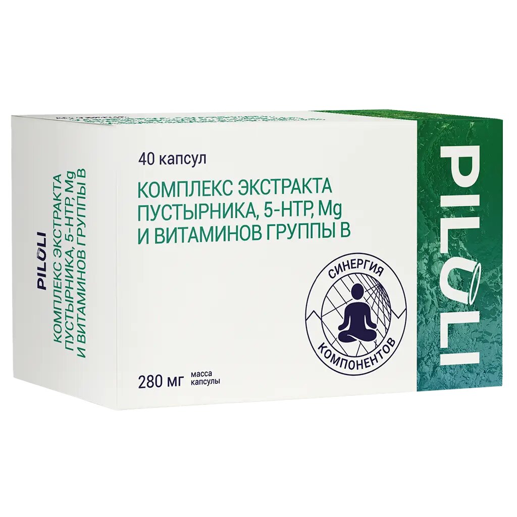 PILULI Комплекс экстракта пустырника, 5-НТР, Mg и витаминов группы В капсулы массой 280 мг 40 шт