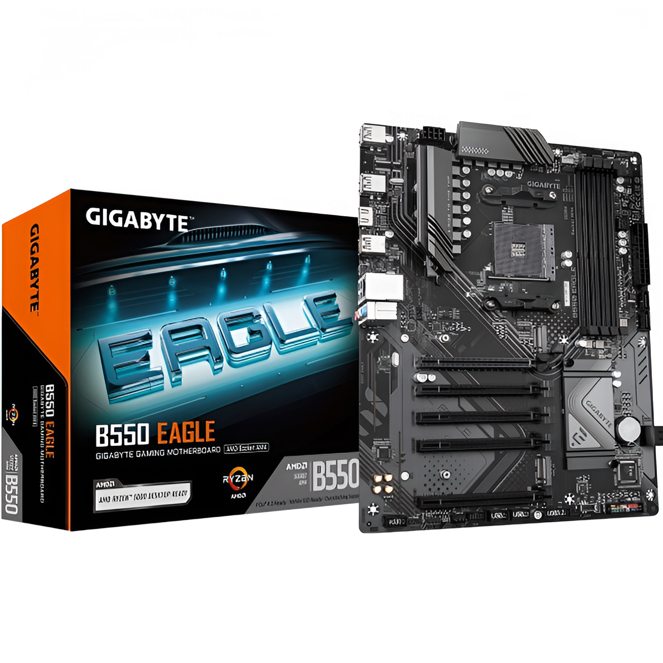 Материнская плата GIGABYTE B550 EAGLE (AM4/AMD B550/4xDDR4/5xPCI-Ex16/2xM.2/SB7.1/GLAN/HDMI/ATX)