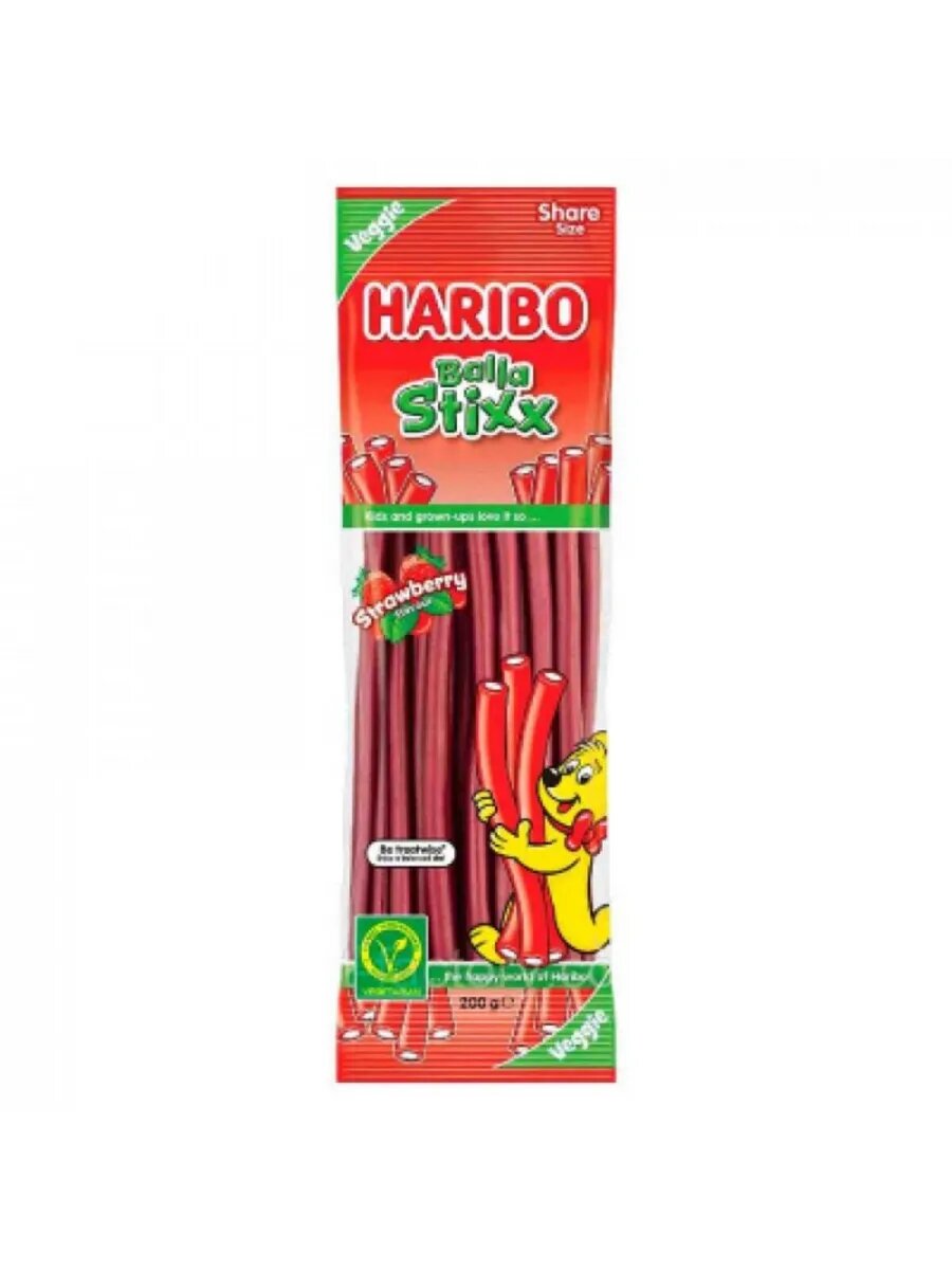Мармелад жевательный Haribo Balla Stixx Erdbeeree / Strawberry / Харибо Клубничные Палочки, 200 гр. (Испания)