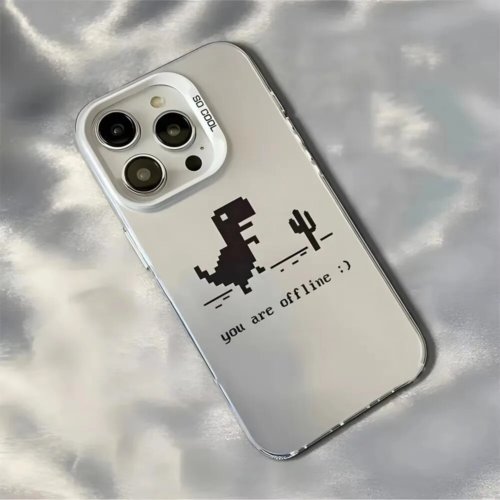 Чехол для iPhone 16 Pro, белый, с динозавром, матовый