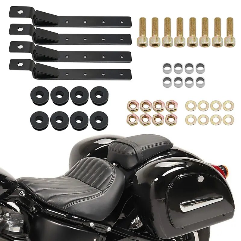 Универсальная Черная Сумка-багажник Для Мотоциклов Kawasaki, Honda, Yamaha, Suzuki, Harley С Креплениями И Ремнями