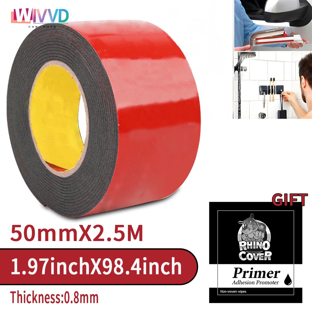 Суперпрочная двусторонний клейкая лента 3 метра серая 50mm