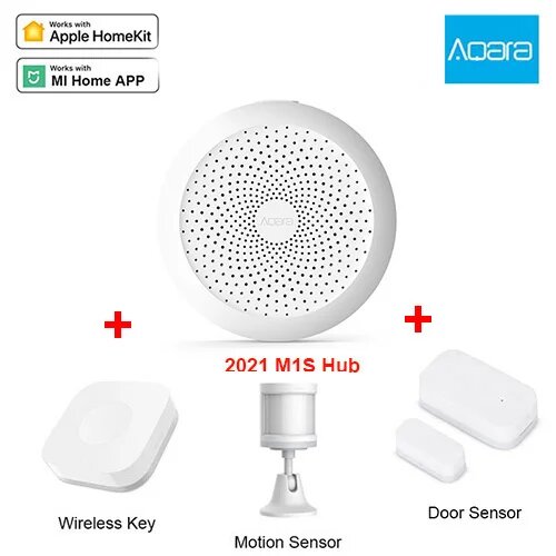 Комплекты умного дома Aqara Gateway M1S Hub Датчик двери Датчик движения беспроводной выключатель Датчик температуры и влажности Датчик воды Mihome Homekit-4 в 1 как на картинке DWM