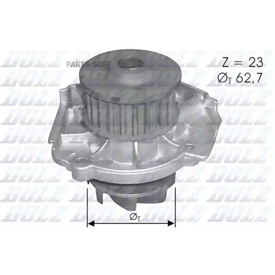Помпа водяная пр-во Испания DOLZ S319 FIAT BRAVO. LANCIA Y 1.2 16V 97- Z=23 D=62.7MM