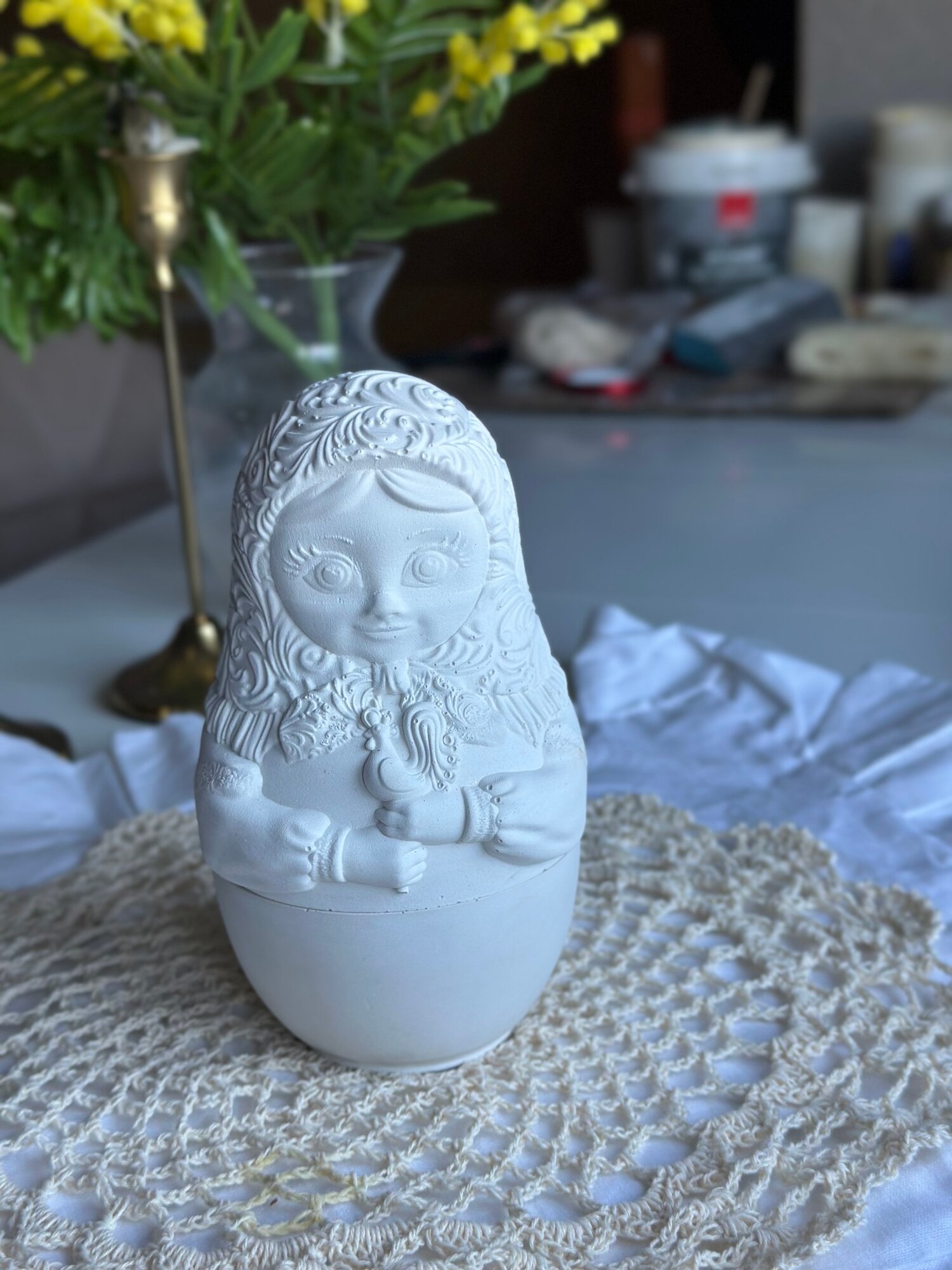 Шкатулка для росписи, заготовка для свечей, отливка из гипса ручной работы