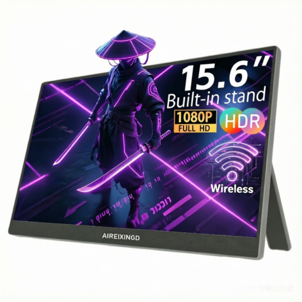 Портативный монитор AIREIXINGD A156C, 15.6", IPS, 1920 x 1080p, беспроводное подключение, USB Type-C, игровой