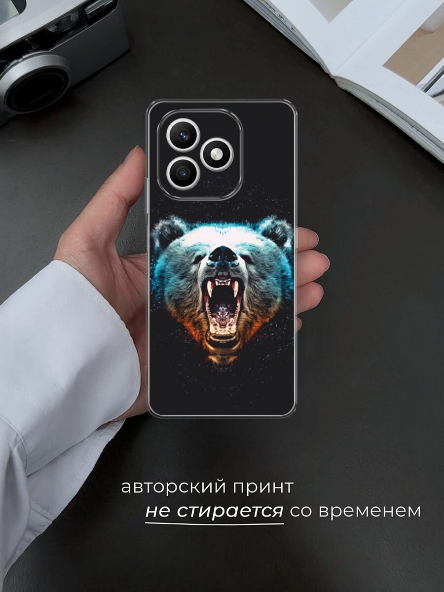 Силиконовый чехол на Honor X8d / Хонор X8d с принтом Медведь — фото 1