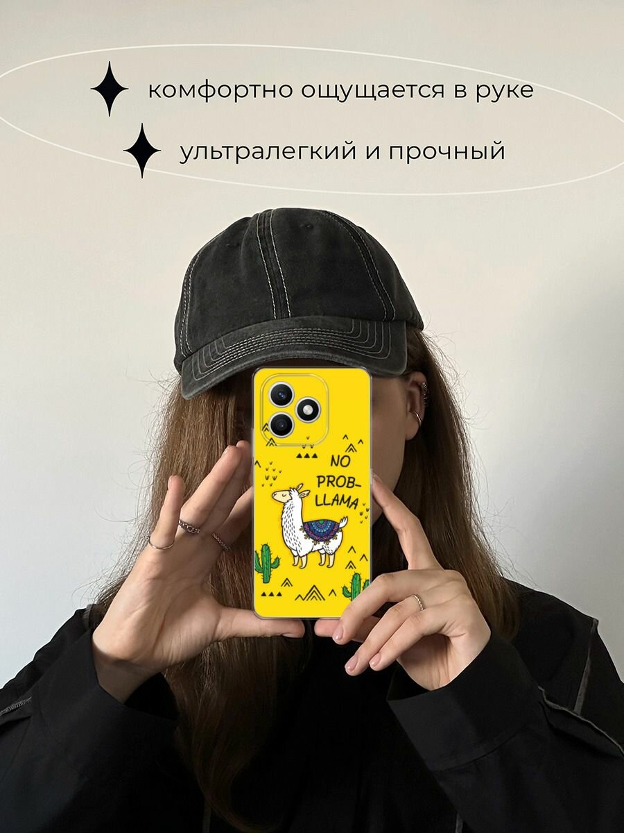 Силиконовый чехол на Honor X8d / Хонор X8d с принтом No probLLama — фото 1