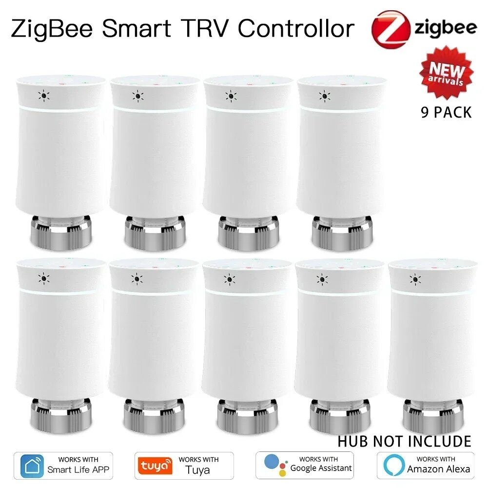 MOES Tuya ZigBee3.0 умный клапан радиатора 1-9 шт. 9PCS White Valve