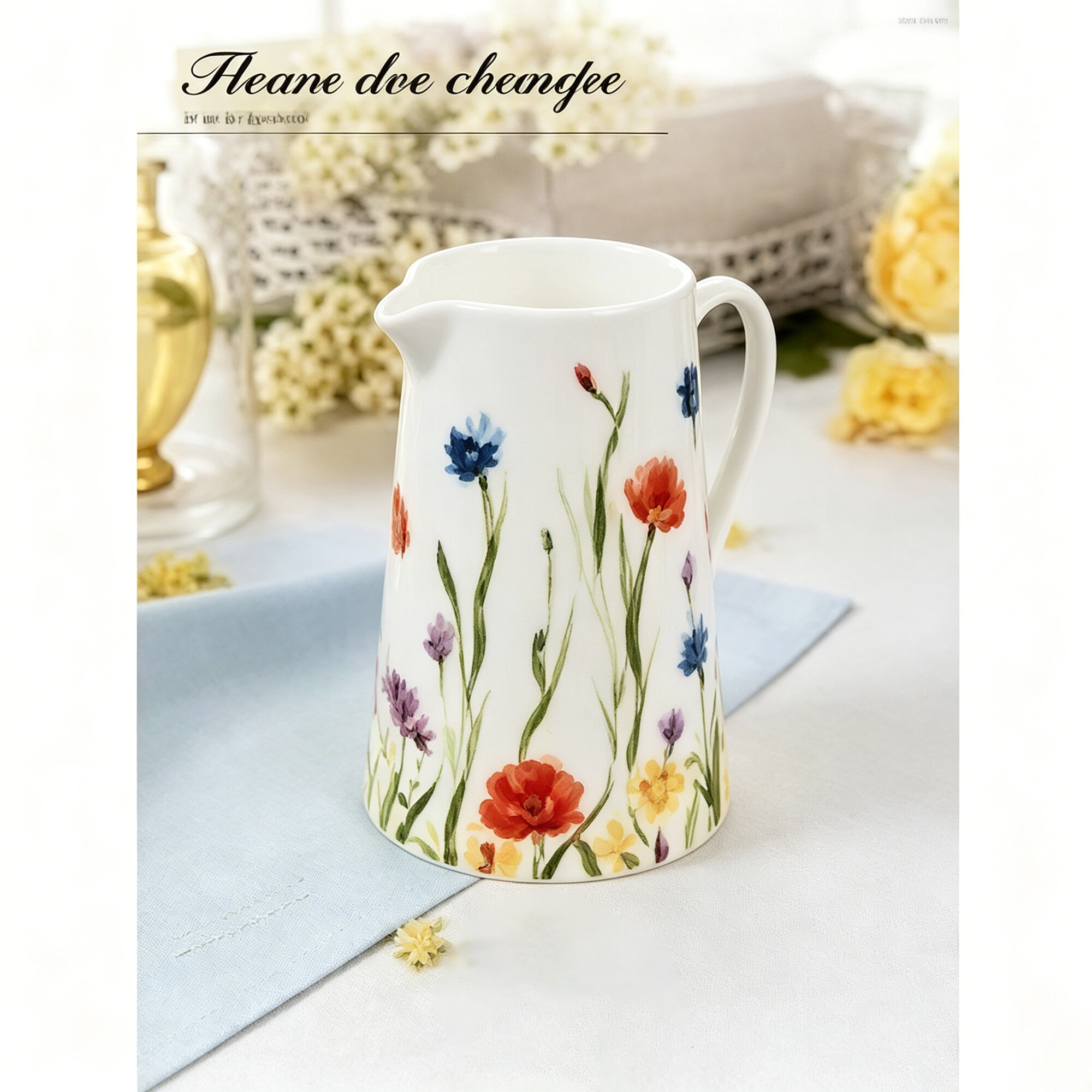 Кувшин Zapel Fleurs des champs, фарфор, с цветочным рисунком, 1л