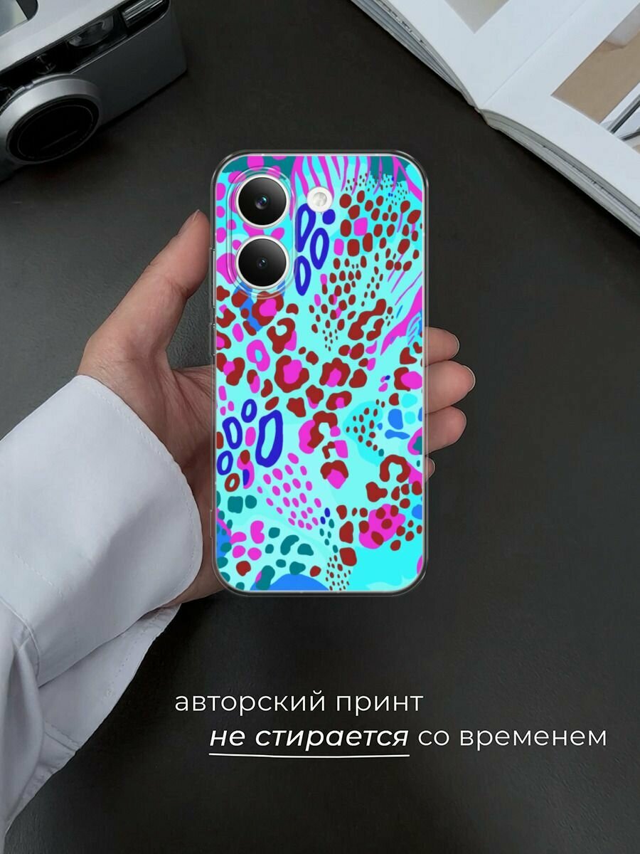 Чехол на Poco X8 Pro / Поко X8 Про с принтом Голубой леопардовый фон — фото 1