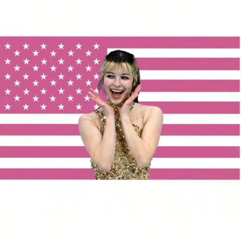 Гобелен флаг США с Алисой Лю, 60x90 см