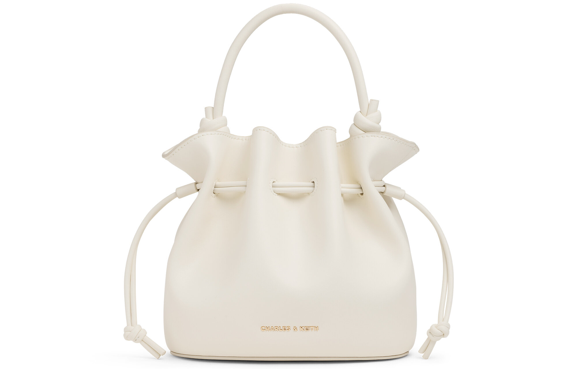 Сумка CHARLES & KEITH, фактура рельефная, молочно-белый