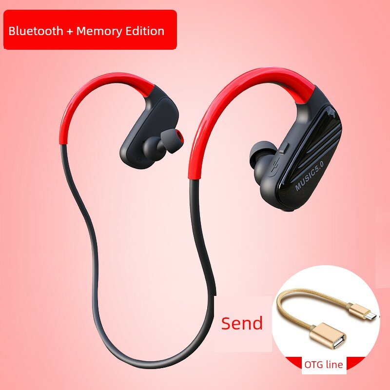 Беспроводные наушники Bluetooth 5.0 с 16 ГБ памятью и водонепроницаемостью 7-го уровня, красного цвета