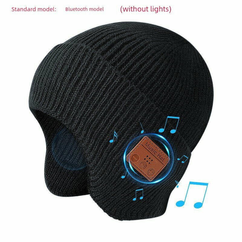 Беспроводные Bluetooth-шапка с встроенными динамиками, черная, для спорта на открытом воздухе