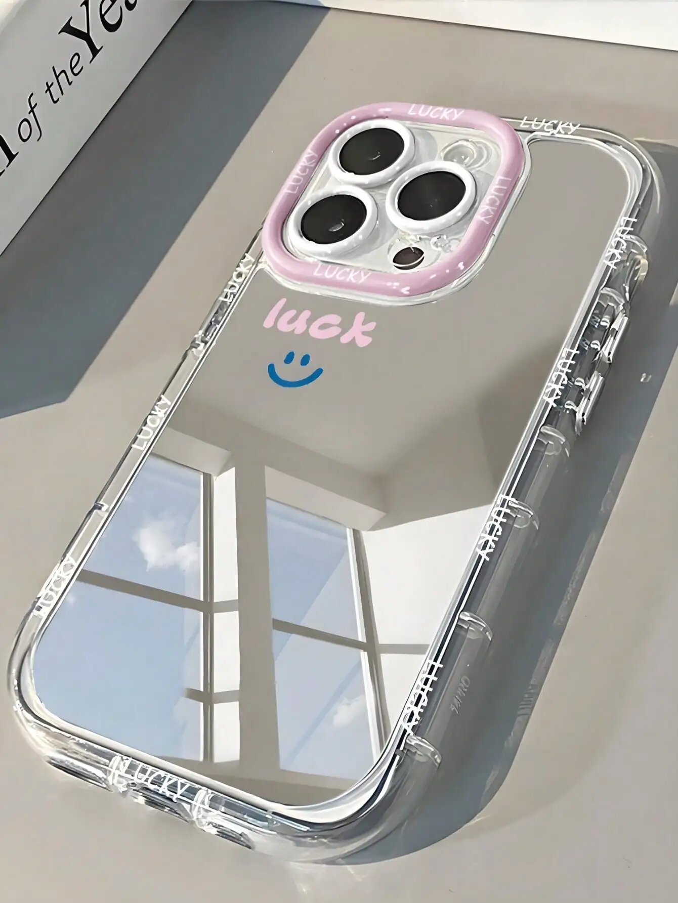 Корейский чехол-зеркало Lucky Mirror для iPhone 17 Air 16 Pro Max Plus 15 14 13 12 11 XS XR, противоударный, с цветными линзами, бампер-накладка