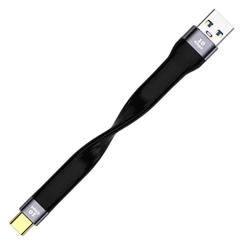 13 см кабель USB-A к Type-C, плоский, для зарядки и передачи данных, совместим с Android-телефонами и компьютерами