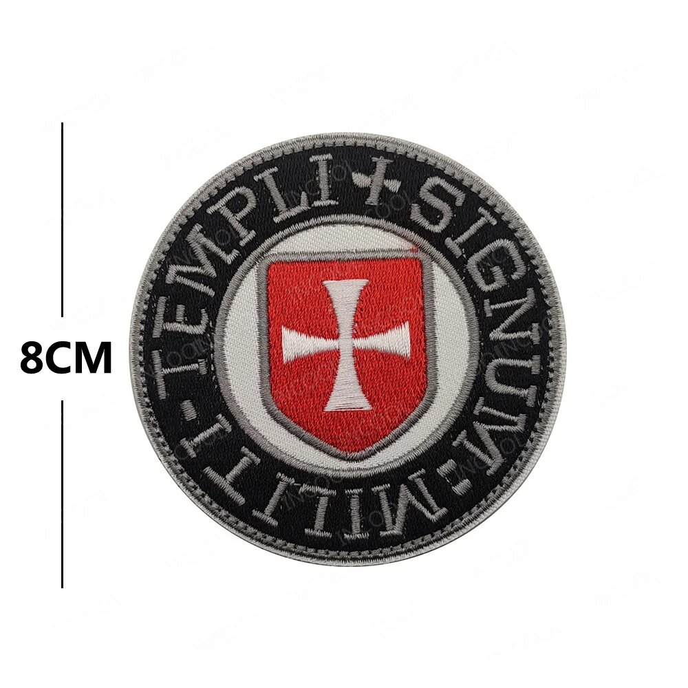 Нашивка "Templi Militis" с крестом, 8см, цвет 23