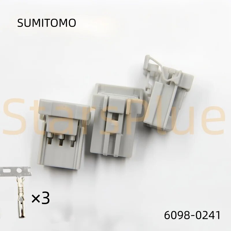 Комплект водонепроницаемых автомобильных разъемов Sumitomo (3-контактные, штекер/гнездо, серые) для фонарей заднего хода, артикулы 6098-0242, 6098-0241