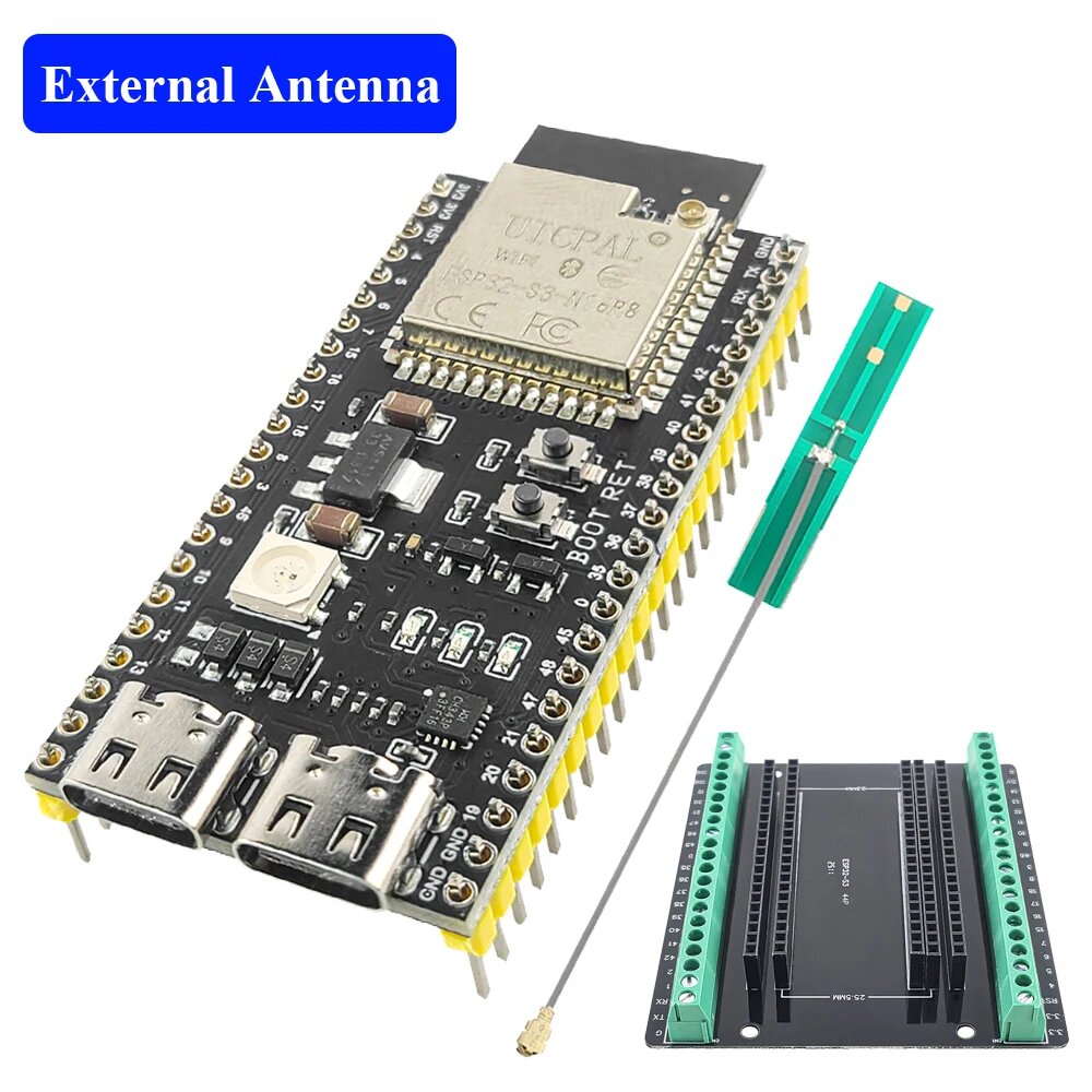 ESP32-S3 плата разработки с адаптерами 3pcs, N16R8 IPEX KIT A