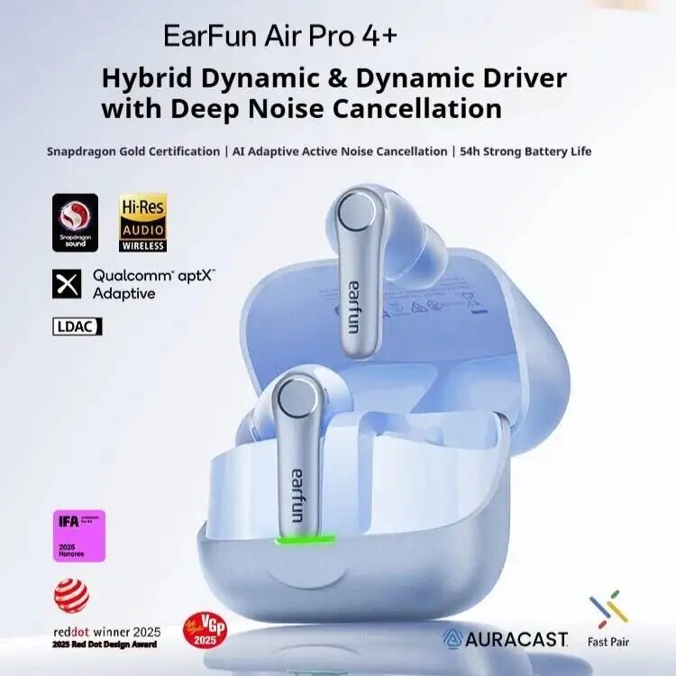 Earfun Air Pro 4+ наушники, Blue Add Bk Case