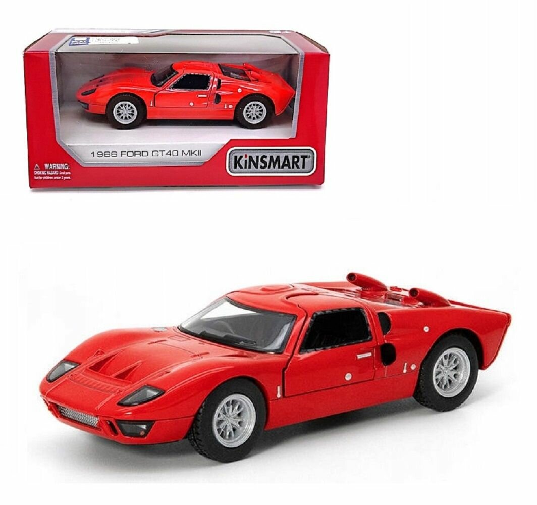 Модель машины Kinsmart "Ford GT40 MKII 1966", масштаб 1:36, красная, инерционная