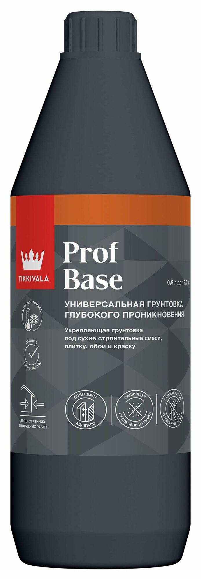 Грунтовка Tikkivala Prof Base, 0,9л, готовая к применению, для сухих строительных смесей, защищает от плесени и грибка, для внутренних и внешних работ (Tikkurila)