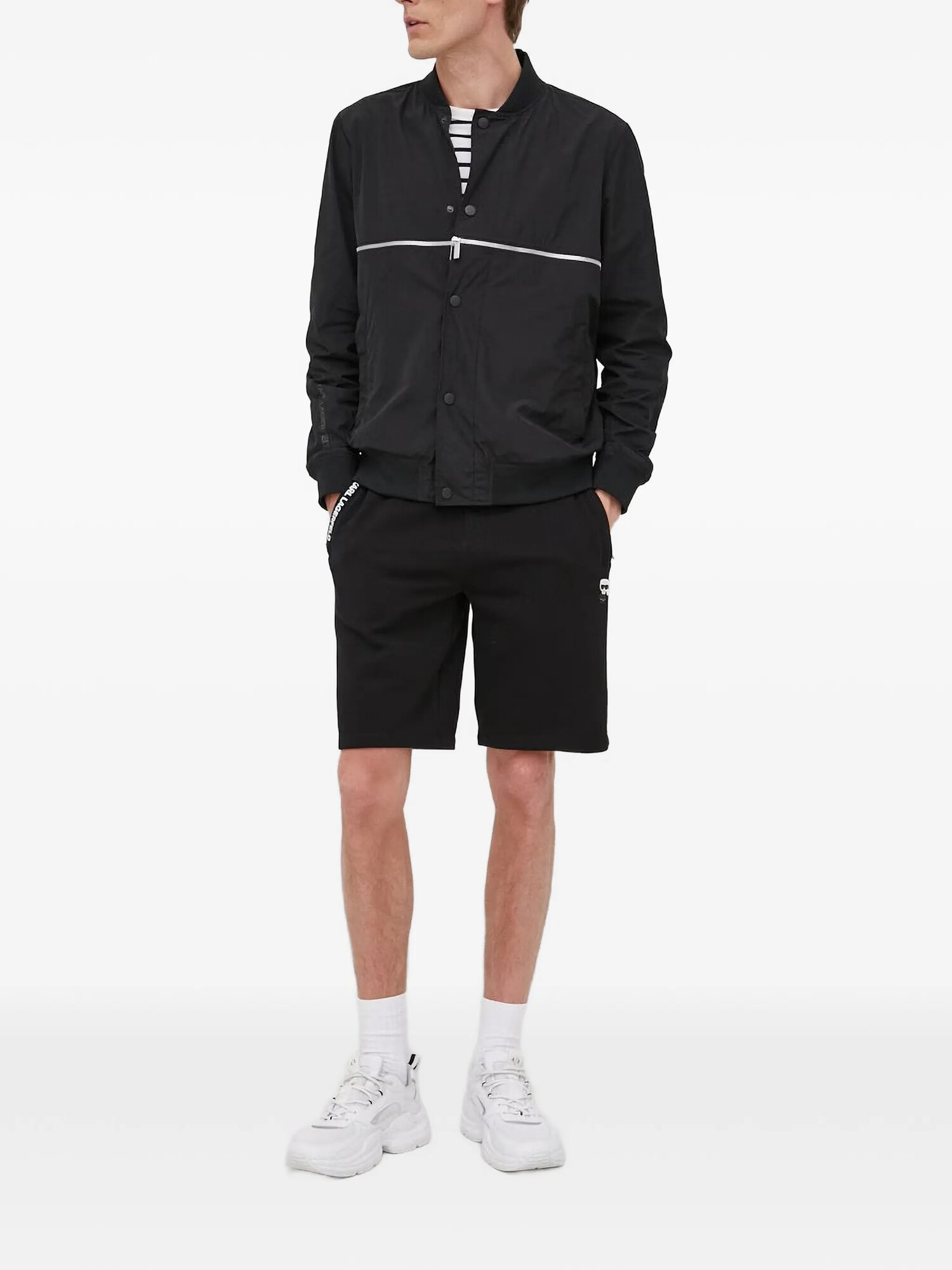 Куртка Karl Lagerfeld Zip-up bomber jacket, размер 50, черный — фото 1