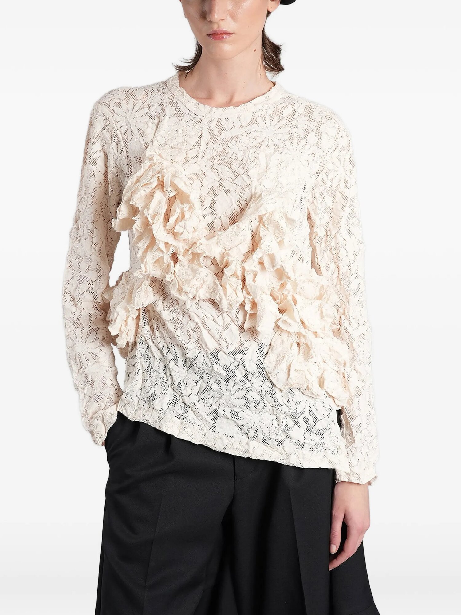 Свитер Ruffled floral-lace sweater