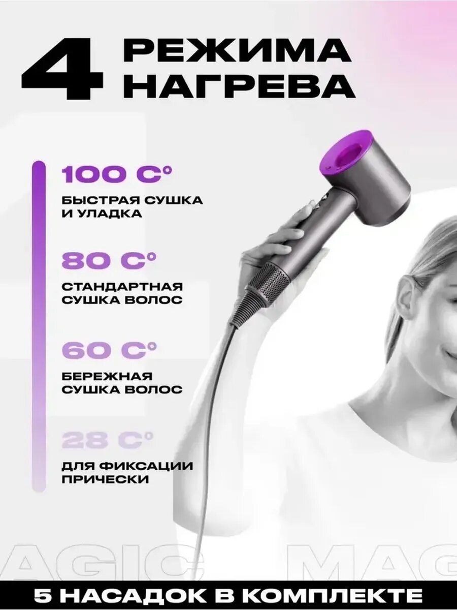 Фен для волос профессиональный, с ионизацией, 1600Вт