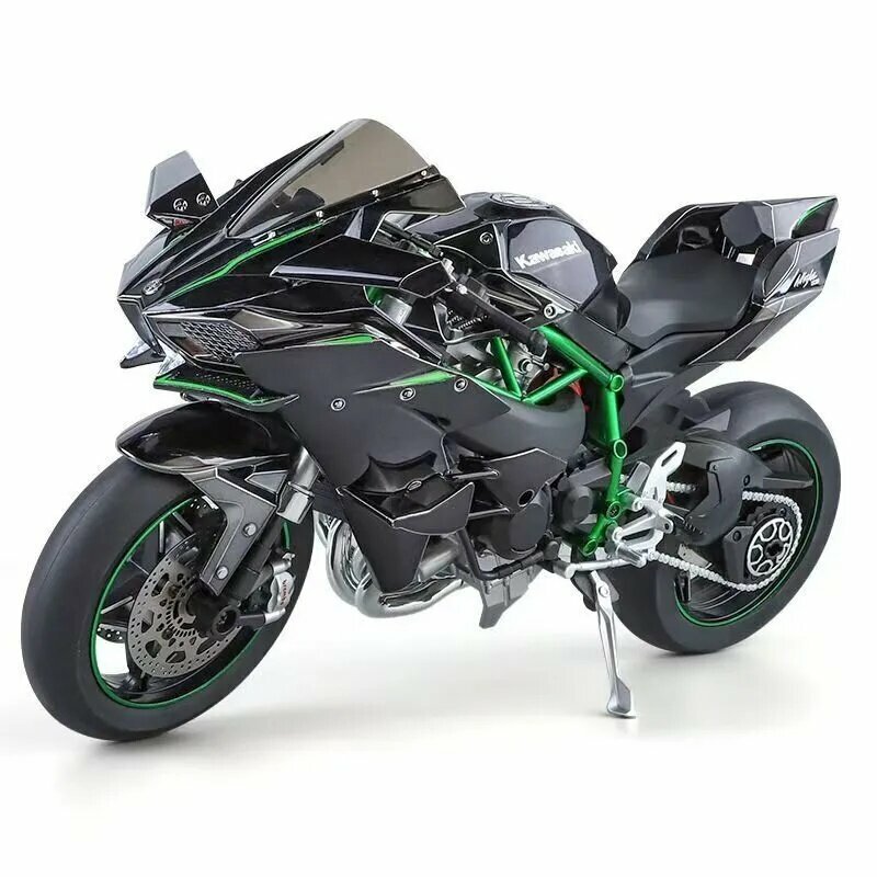 Динамическая модель мотоцикла Kawasaki H2R из сплава, звук, выхлоп, фара, кнопка запуска (1:6)чный