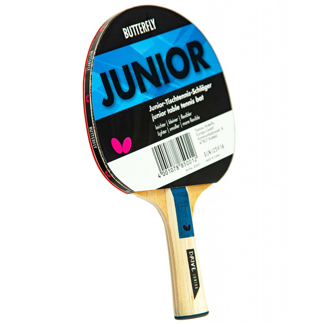Ракетка для настольного тенниса Butterfly Junior, ручка коническая