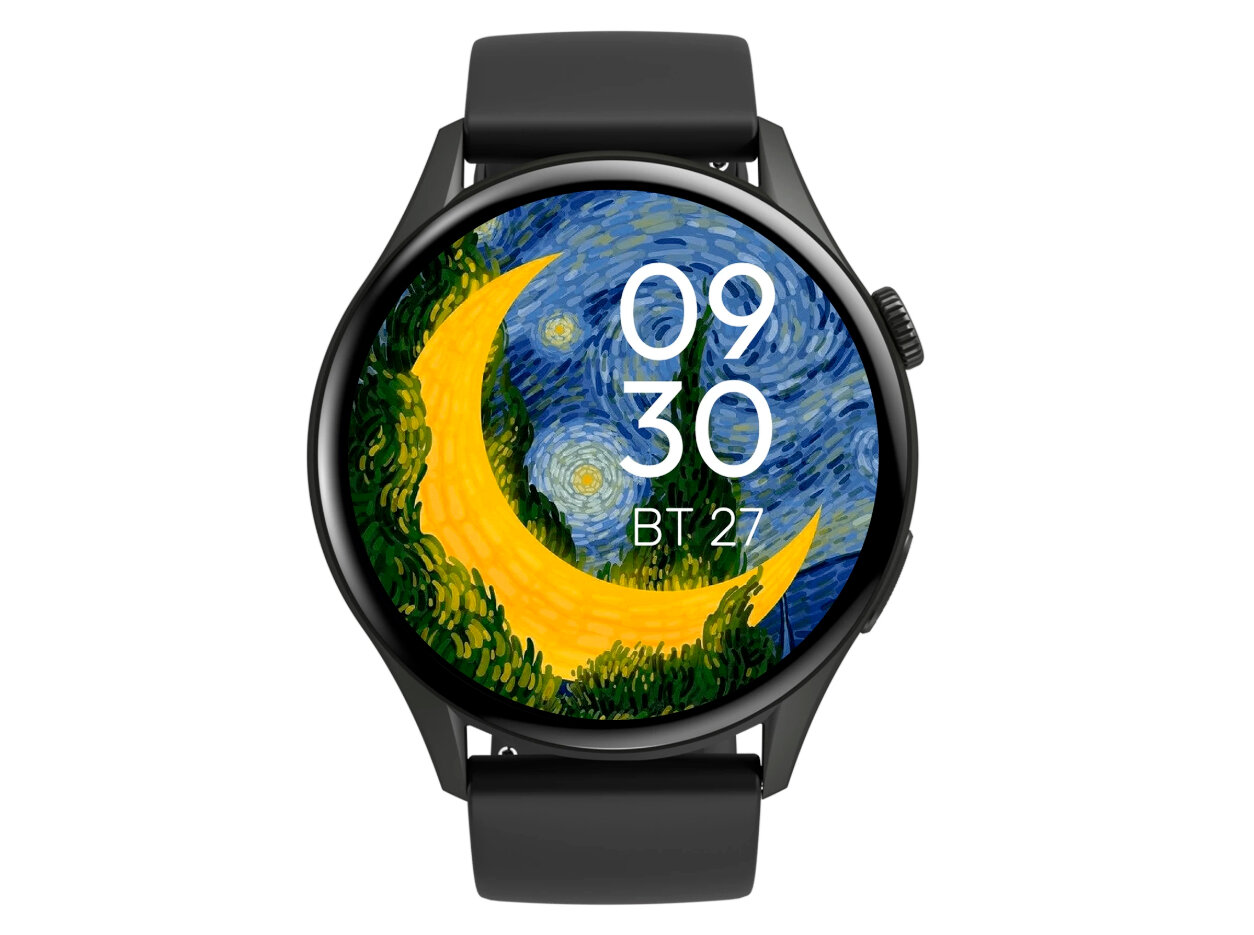 Умные часы GEOZON "Omega", Bluetooth, пульсометр, черный, 45мм