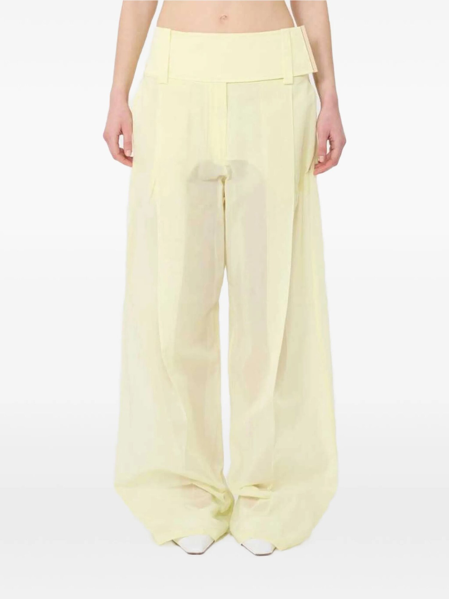 Брюки SPORTMAX Wide-leg trousers, размер 40, светло-желтый — фото 1
