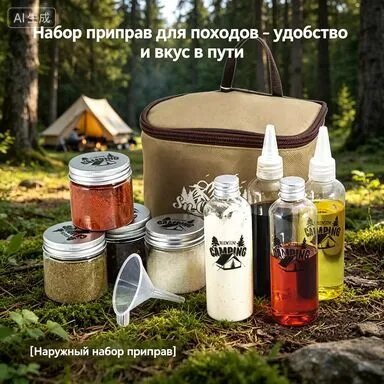 Набор бутылочек для приправ для кемпинга с сумкой для хранения (8шт)