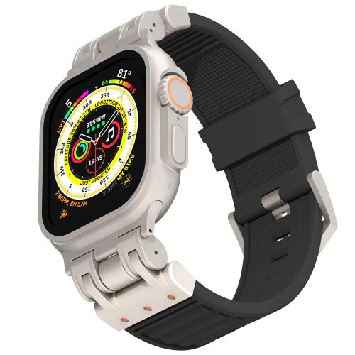 Ремешок для Apple Watch 42/44/45/49 mm, Defender Loop Metal Silicone, Черный