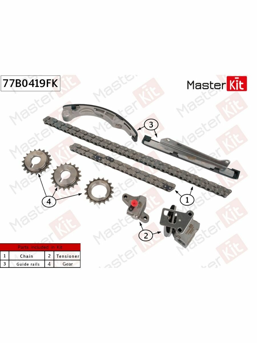 Комплект цепи ГРМ для а/м NISSAN Pick Up, 240SX / Ниссан Пикап, MasterKit 77B0419FK