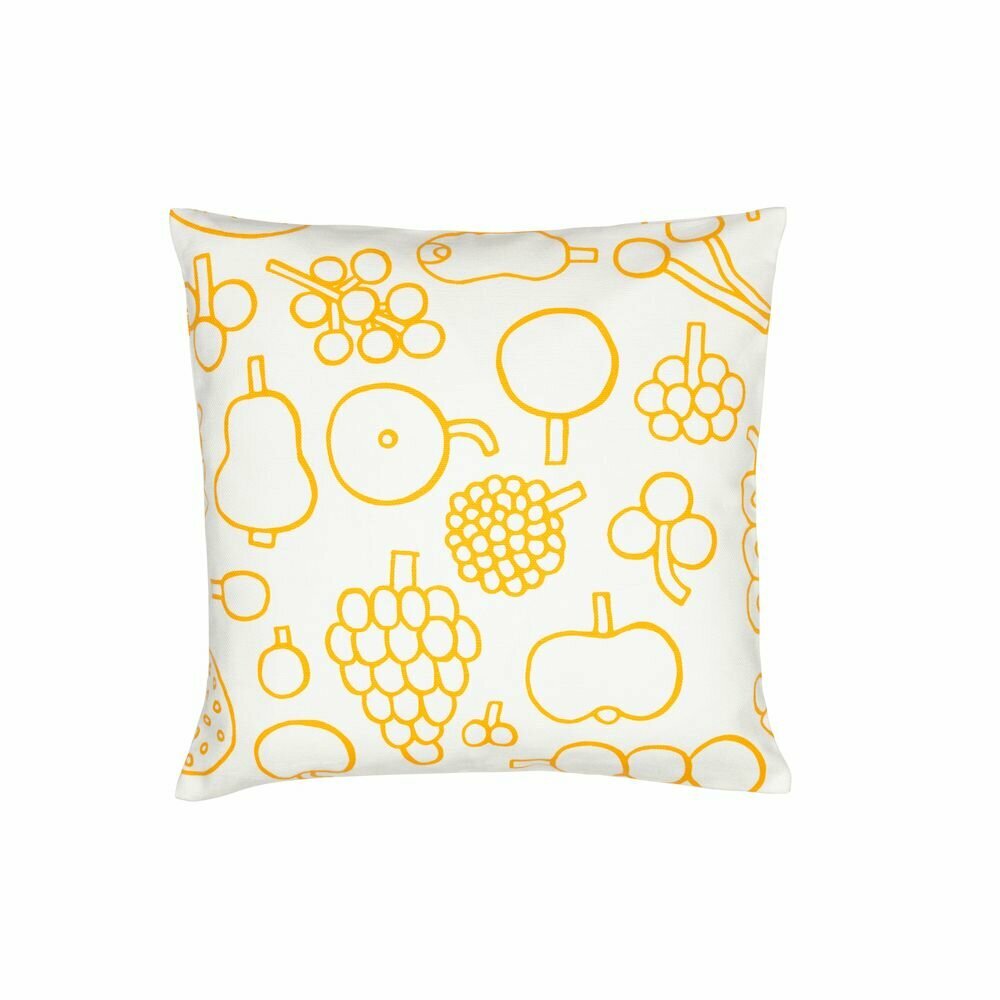 Наволочка Iittala Oiva Toikka Frutta, хлопок, белая/желтая, 47x47 см.